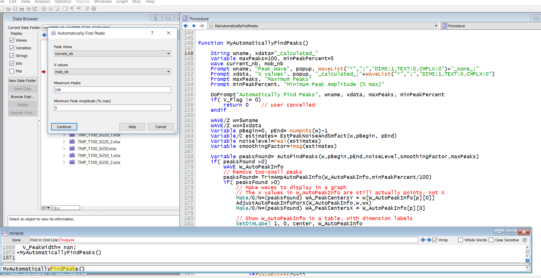 Automatically findpeaks | Igor Pro by WaveMetrics