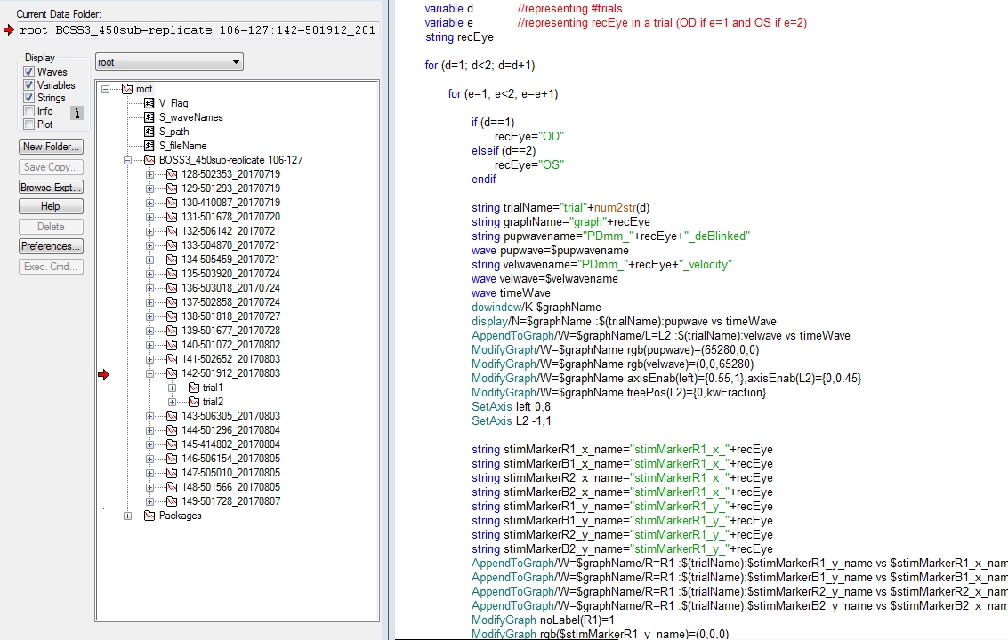 error message: Display-expected wave name | Igor Pro by WaveMetrics