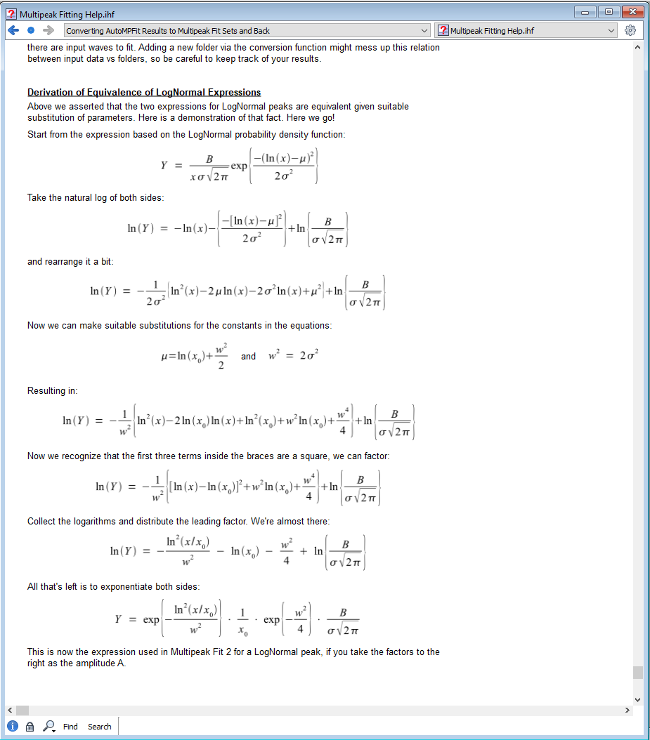 fitting log normal | Igor Pro by WaveMetrics