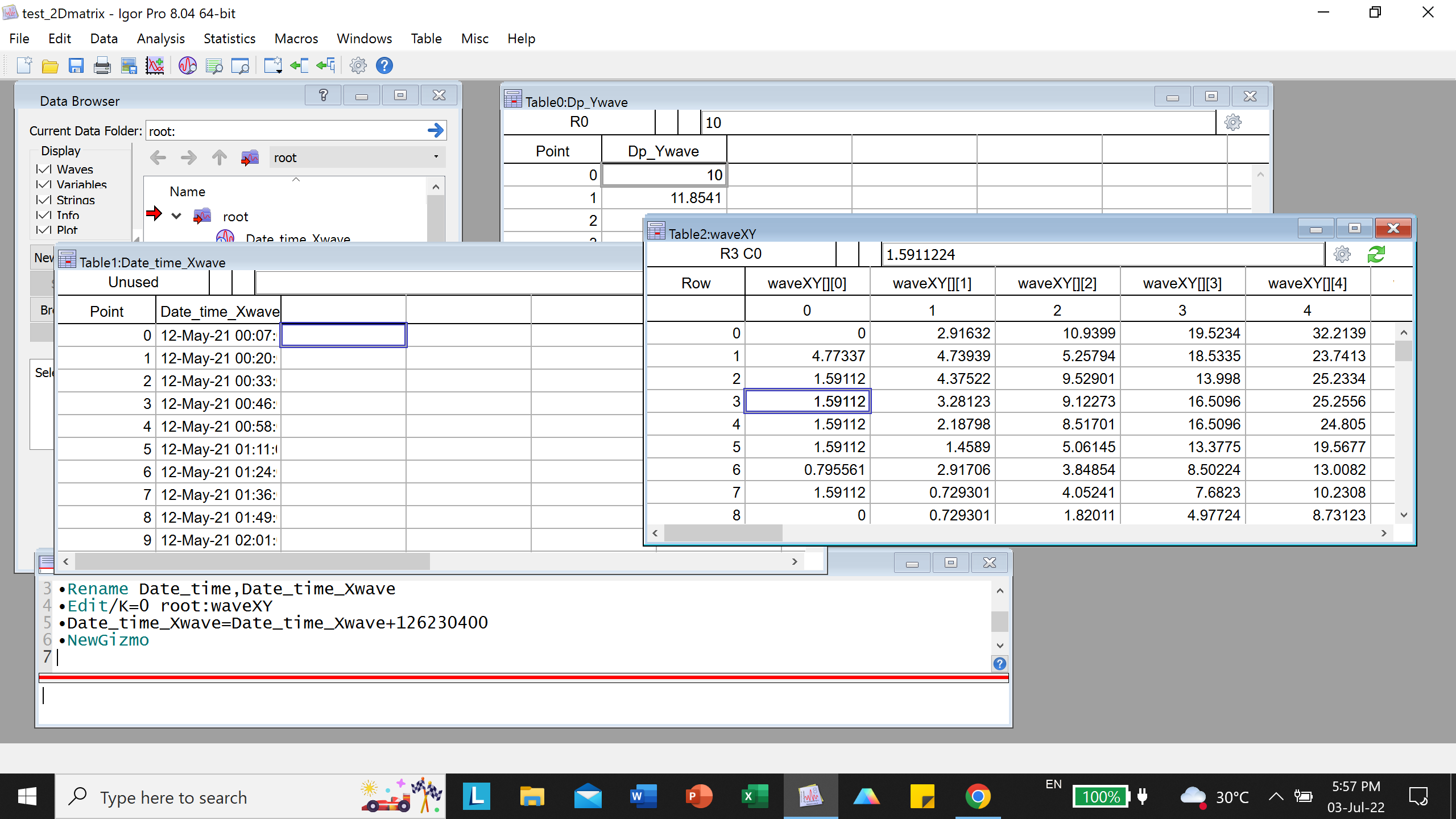 Need help plotting a 2D matrix | Igor Pro by WaveMetrics