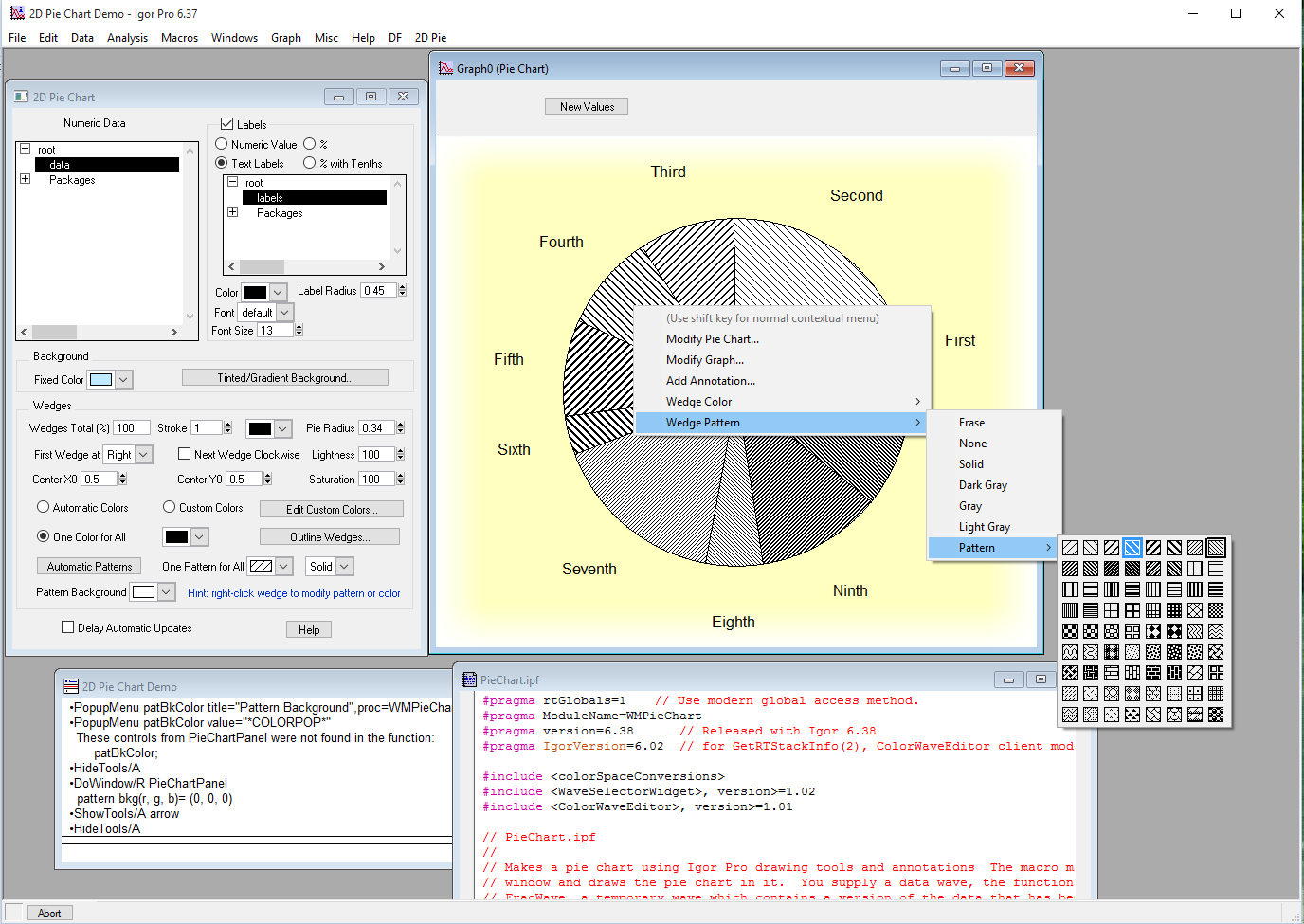 How to save pattern in 2D pie chart?