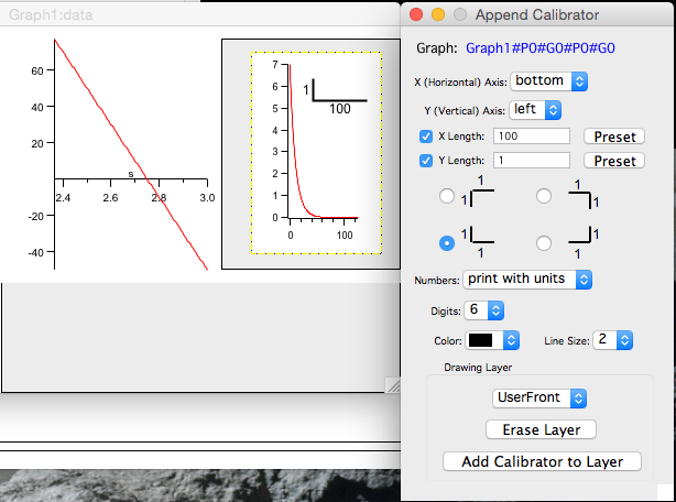 Calibration bar within subwindow