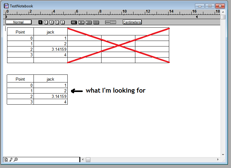 Insert Programmatically A Table In A Notebook
